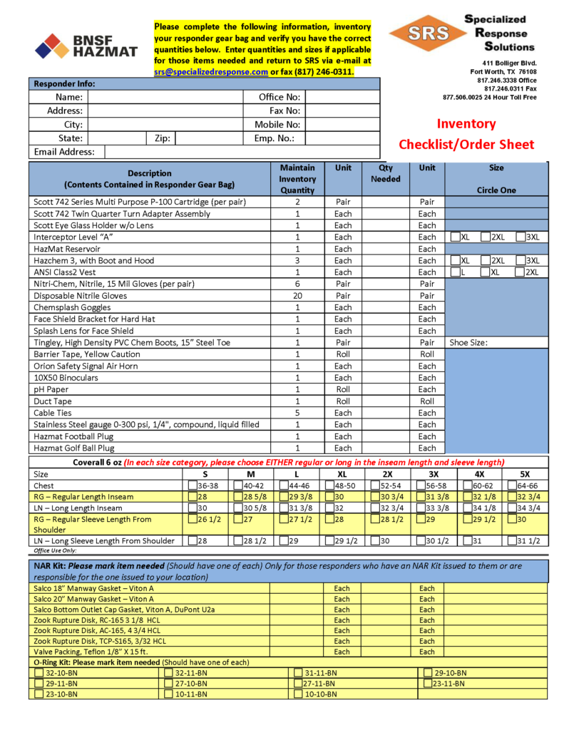 BNSF Hazmat | Hazmat Team Member Equipment